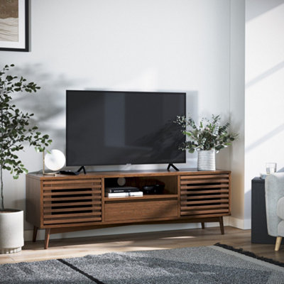 Kari Dark Oak Retro 150cm Wide TV Unit - By Roseland Furniture