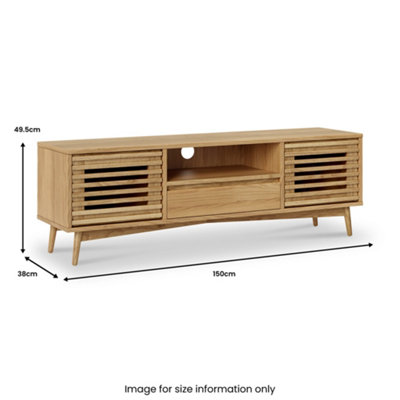 Kari Light Oak Retro 150cm Wide TV Unit - By Roseland Furniture