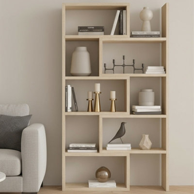 KARMELO Foldable and Expandable Bookcase Adjustable Width Shelving Unit ...