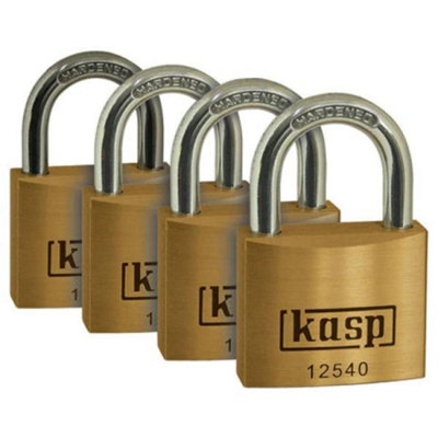 Kasp Security Premium 40mm Brass Padlock - Pack of 4 | DIY at B&Q