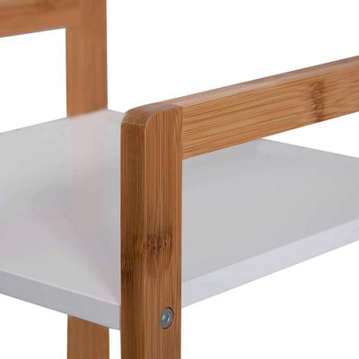 Kassi 4-Tier White MDF & Bamboo Storage Shelf/Bookshelf