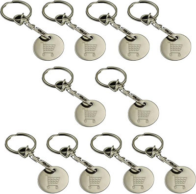 KAV 10 Pieces Trolley Coin Holder Stainless Steel Keyring Set For Both ...