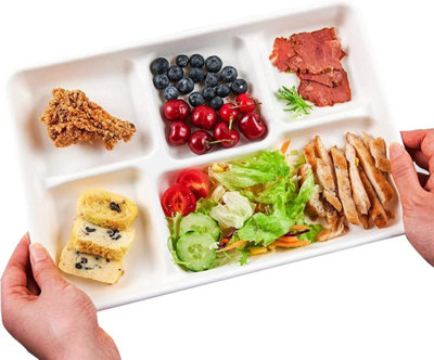 KAV 100% Compostable and Biodegradable 5 Compartment Disposable Plates