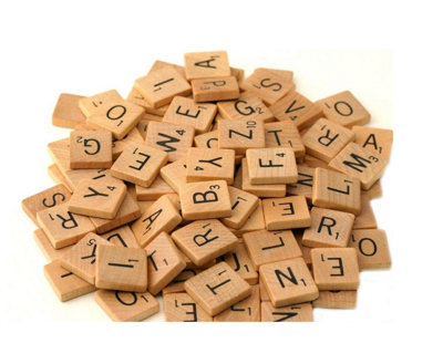 KAV 200 Pieces Wooden Alphabet Tiles with Black Crafts A-Z Capital ...