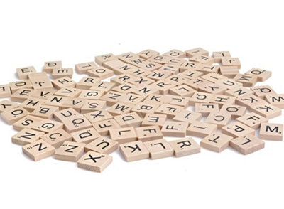 KAV 300 Pieces Wooden Alphabet Tiles with Black Crafts A-Z Capital ...