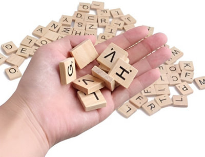 KAV 300 Pieces Wooden Alphabet Tiles with Black Crafts A-Z Capital ...