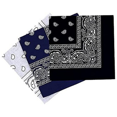 KAV 55x55cm Set of 3 Bandanas face mask Assorted Paisley Bandana - Head ...