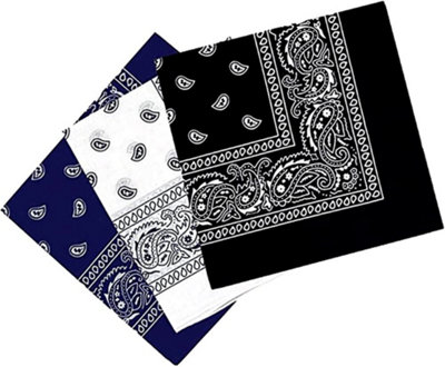 KAV 55x55cm Set of 3 Bandanas face mask Assorted Paisley Bandana - Head ...