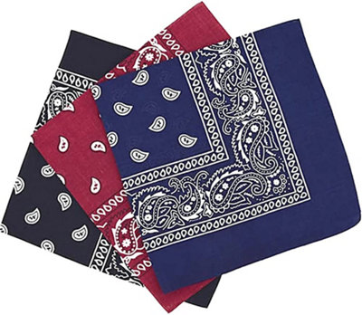 KAV 55x55cm Set of 3 Bandanas face mask Assorted Paisley Bandana - Head ...