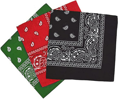KAV 55x55cm Set of 3 Bandanas face mask Assorted Paisley Bandana - Head ...