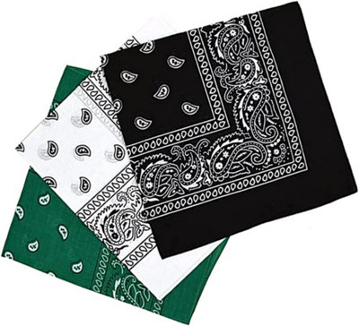 KAV 55x55cm Set of 3 Bandanas face mask Assorted Paisley Bandana - Head ...
