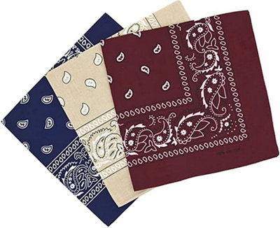 KAV 55x55cm Set of 3 Bandanas face mask Assorted Paisley Bandana - Head ...