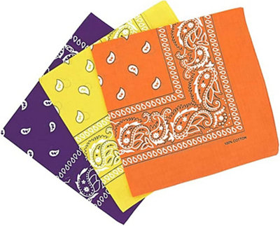 KAV 55x55cm Set of 3 Bandanas face mask Assorted Paisley Bandana - Head ...