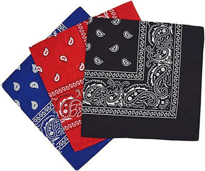 KAV 55x55cm Set of 3 Bandanas face mask Assorted Paisley Bandana - Head ...