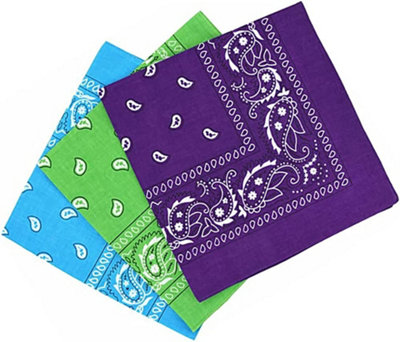KAV 55x55cm Set of 3 Bandanas face mask Assorted Paisley Bandana - Head ...