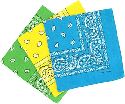 KAV 55x55cm Set of 3 Bandanas face mask Assorted Paisley Bandana - Head ...
