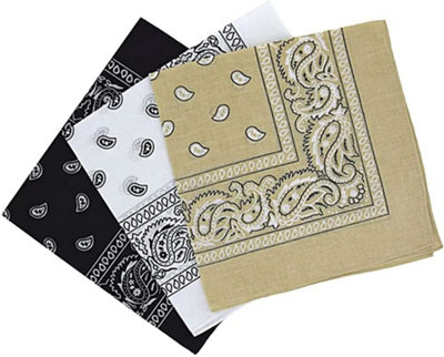 KAV 55x55cm Set of 3 Bandanas face mask Assorted Paisley Bandana - Head ...