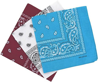 KAV 55x55cm Set of 3 Bandanas face mask Assorted Paisley Bandana - Head ...