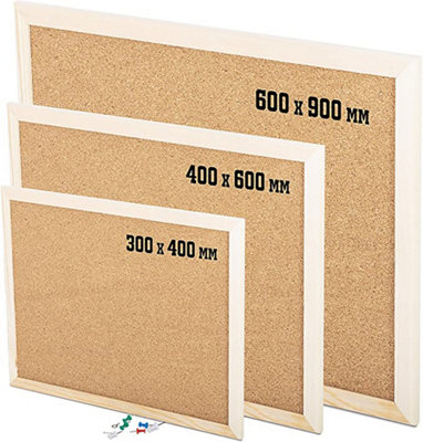 KAV 900MMx600MM Cork Notice Pin Board Noticeboard Bulletin Wooden Frame for Office School Bedroom Memo and Home Pack of 2