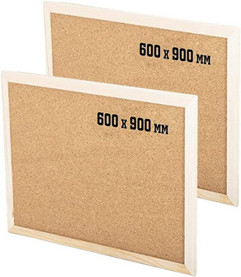 KAV 900MMX600MM CORK NOTICE PIN BOARD - NOTICEBOARD BULLETIN WOODEN ...