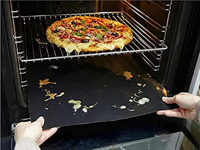 KAV BBQ Grill Mats Non Stick Reusable 40x4x4cm Oven Liners Baking Sheets Black for Grills Ovens