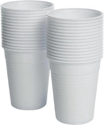KAV Disposable White Plastic Cups - 7oz Plastic Glasses for Travel ...