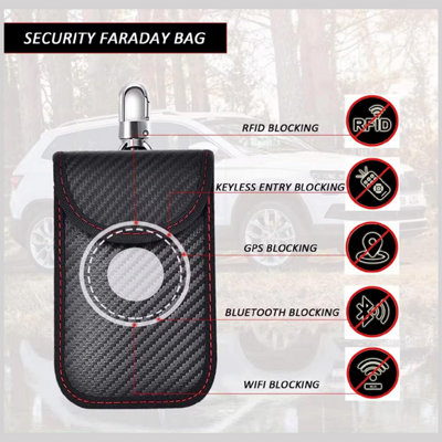KAV Faraday Key Fob Protector Carbon Fiber Compact RFID Signal Blocking Pouch for Pocket Size ...