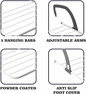 KAV Foldable Indoor Cloth Airer Drying Radiator 5 Bars with Waterproof ...
