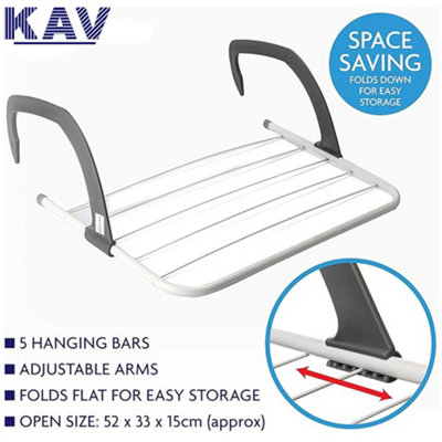 KAV Foldable Indoor Cloth Airer Drying Radiator Bath Rack 5 Bars with ...