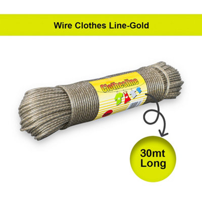KAV HEAVY DUTY Thick Strong Steel Core Washing Rope Line Brown 30 Meter ...