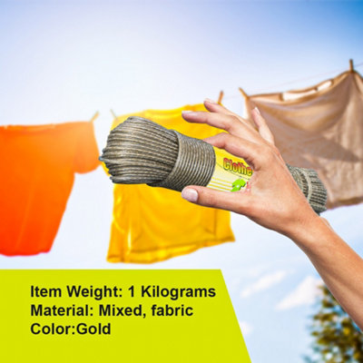 KAV HEAVY DUTY Thick Strong Steel Core Washing Rope Line Brown 30 Meter ...