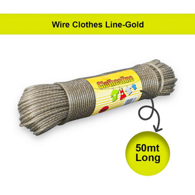 KAV HEAVY DUTY Thick Strong Steel Core Washing Rope Line Brown 50 Meter ...