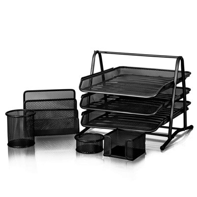 KAV MESH Office Set of 5 Pices 3 Layers Trays Letter Filing Paper Tray ...