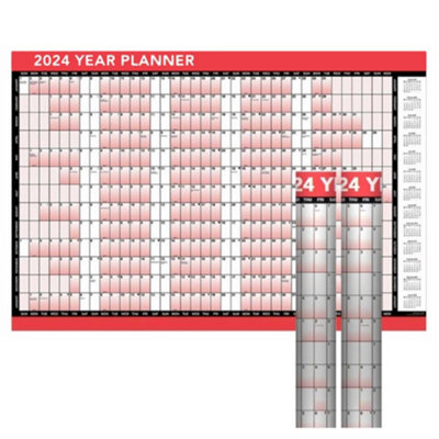 KAV Red And Black (85 x 58) CM Full Year Wall Planner Calender 2024-250 ...