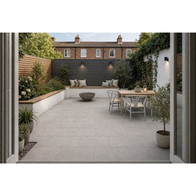 Kavian Mid Grey Matt Porcelain Outdoor Tiles (140 Pack - 20 Box - 24 ...
