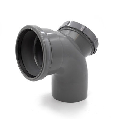 Kayflow 110mm Soil (S11) - 90 deg Short Access Bend (Single Socket), Grey
