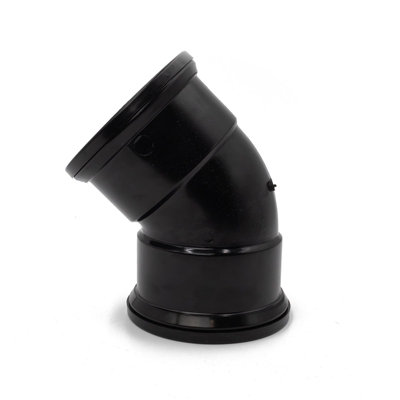 Kayflow 110mm Soil (S4) - 45 deg Bend (Double Socket), Black