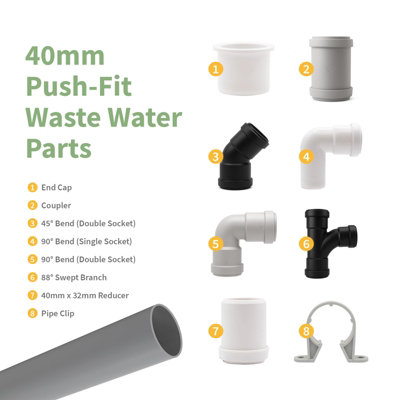 Kayflow Push-Fit 40 x 32mm Reducer (10 Pack) - White