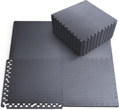 KAYMAN Gym Floor Nonslip Mats Grey 60 X 60cm Interlocking EVA Foam ...