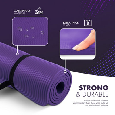 KAYMAN Yoga Mat Purple - 183cm x 60cm - Multi-Purpose Extra Thick Foam ...