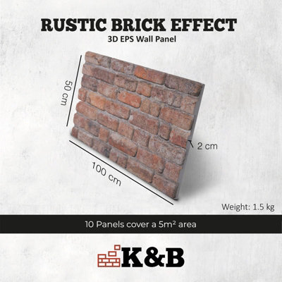 KB Panels 3D Wall Panels - Brick Effect, Lightweight EPS, Easy Install ...