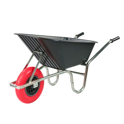 KCT 110L Wheelbarrow Black Garden Builders Heavy Duty with Reinforced Tyre