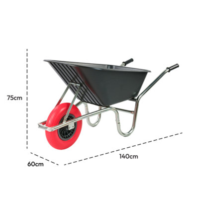KCT 110L Wheelbarrow Black Garden Builders Heavy Duty with Reinforced Tyre
