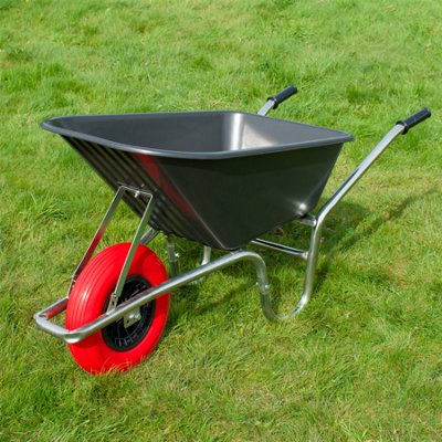 KCT 110L Wheelbarrow Black Garden Builders Heavy Duty with Reinforced Tyre