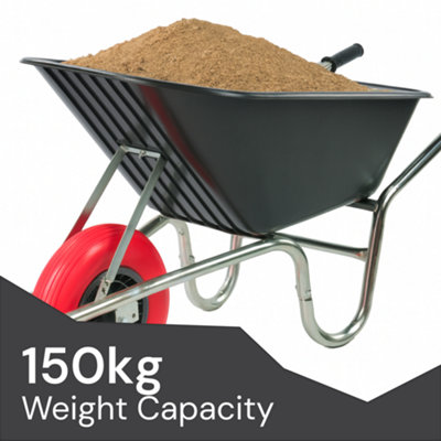 KCT 110L Wheelbarrow Black Heavy Duty Garden Large Plastic Builders ...