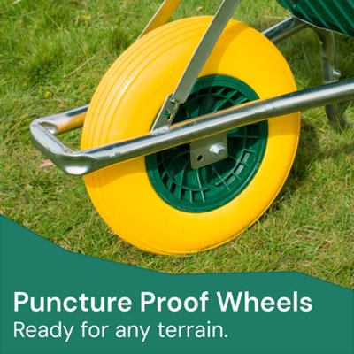 KCT 110L Wheelbarrow Green Garden Builders Heavy Duty with Reinforced Tyre