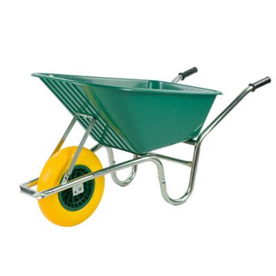 KCT 110L Wheelbarrow Green Heavy Duty Garden Large Plastic Builders ...