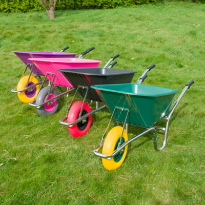KCT 110L Wheelbarrow Green Heavy Duty Garden Large Plastic Builders ...