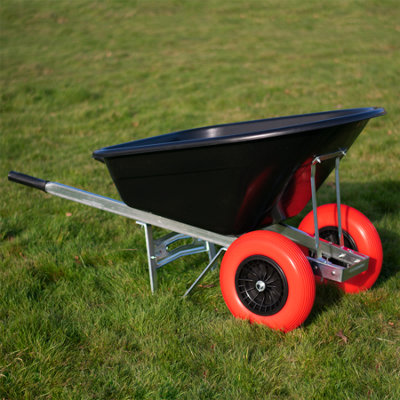 KCT 160L Wheelbarrow Twin Wheel Black - Heavy Duty Garden / Stable Yard ...