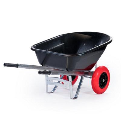 KCT 160L Wheelbarrow Twin Wheel Black - Heavy Duty Garden / Stable Yard ...